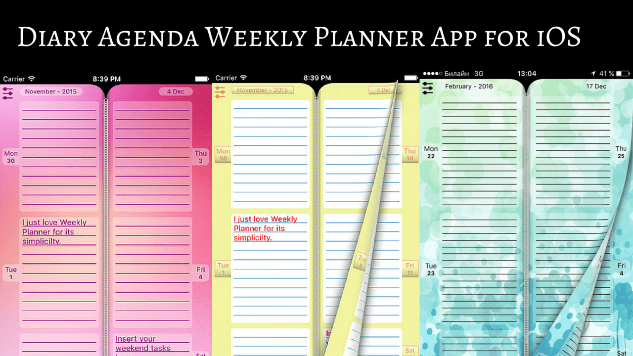 Plan Your Activities With Diary Agenda Weekly Planner App For IOS